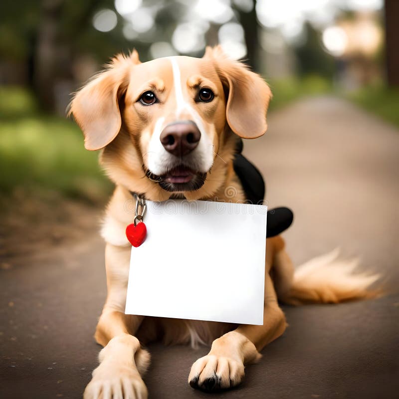 Dog with a Blank Sign - Ai Generated Image Stock Illustration ...