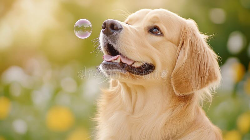 A Dog Blowing Bubbles in the Air while Looking at it, AI Stock Photo ...