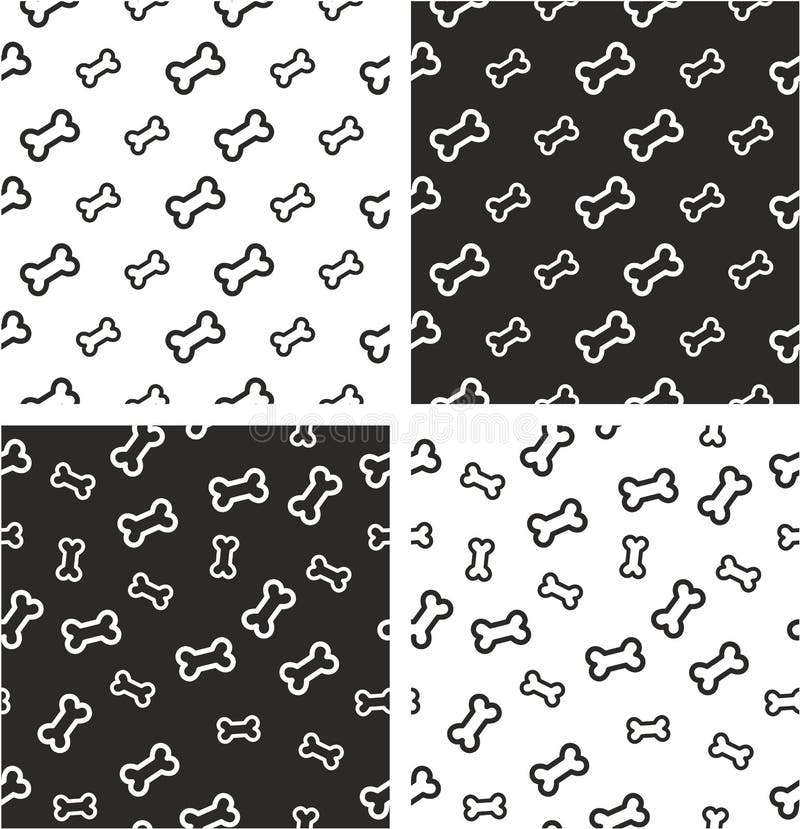 Dog Bone Big & Small Aligned & Random Seamless Pattern Set Stock Vector ...