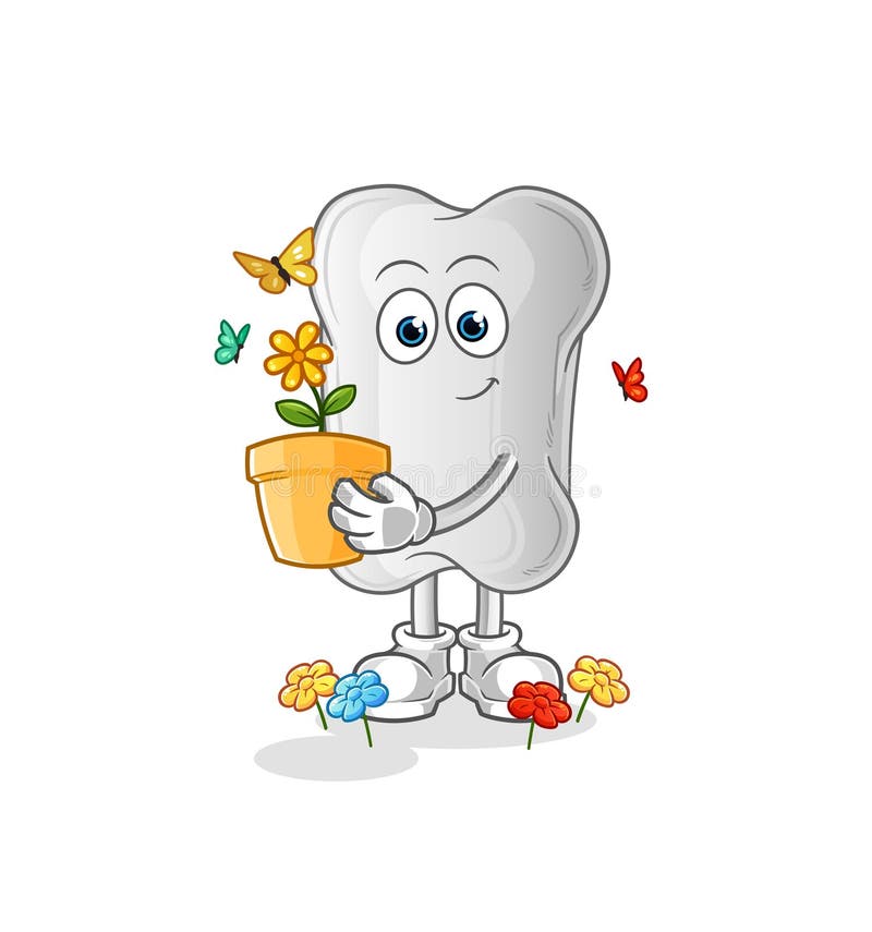 Dog Bone with a Flower Pot. Character Vector Stock Vector ...