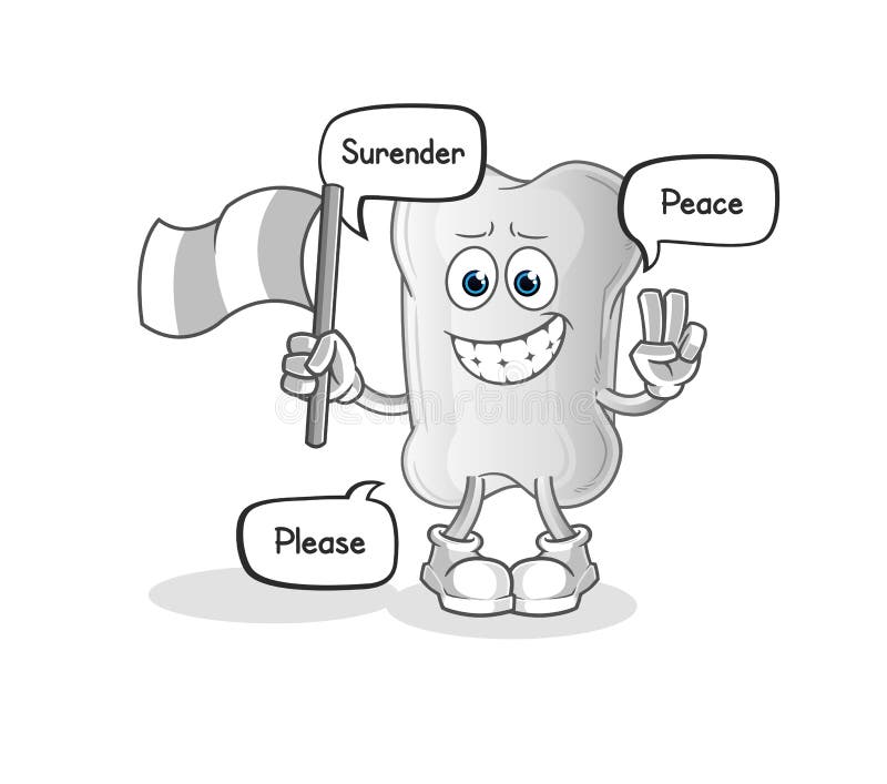 Dog Bone Hold Surrender Flag Mascot. Cartoon Vector Stock Vector ...