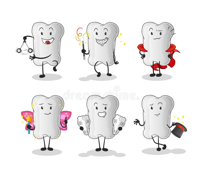 Dog Bone Magic Group Character. Cartoon Mascot Vector Stock Vector ...
