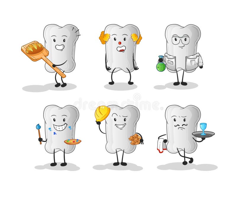 Dog Bone Profession Set Character. Cartoon Mascot Vector Stock Vector ...