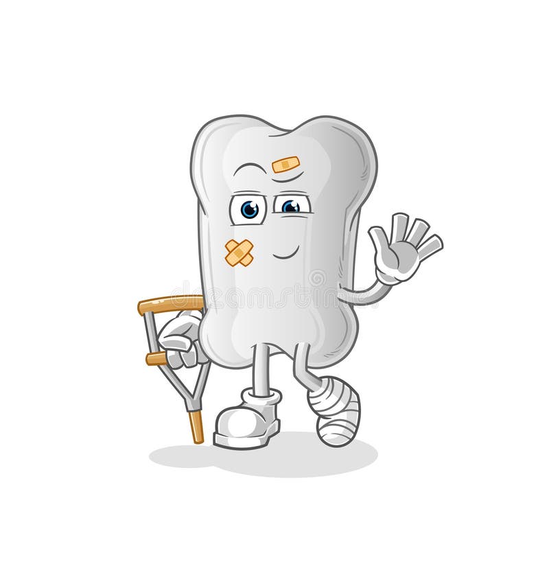 Dog Bone Sick with Limping Stick. Cartoon Mascot Vector Stock Vector ...