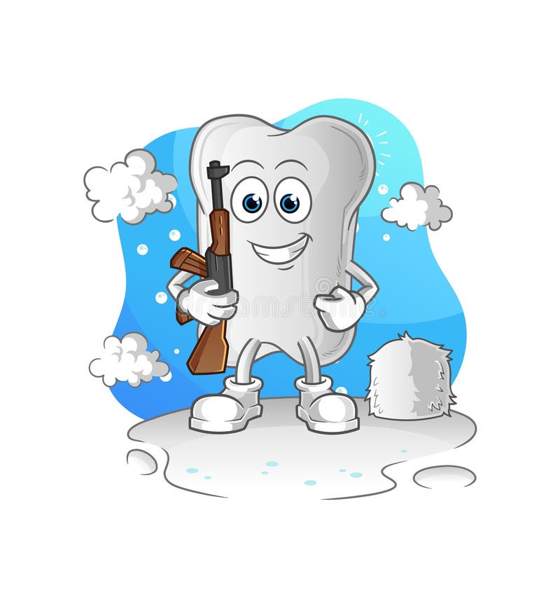 Dog Bone Soldier in Winter. Character Mascot Vector Stock Vector ...
