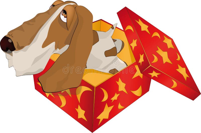 Dog in a box stock vector. Illustration of color, childhood - 12169643