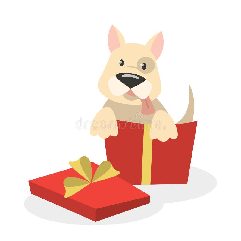 Dog in a box stock vector. Illustration of friendship - 12169643
