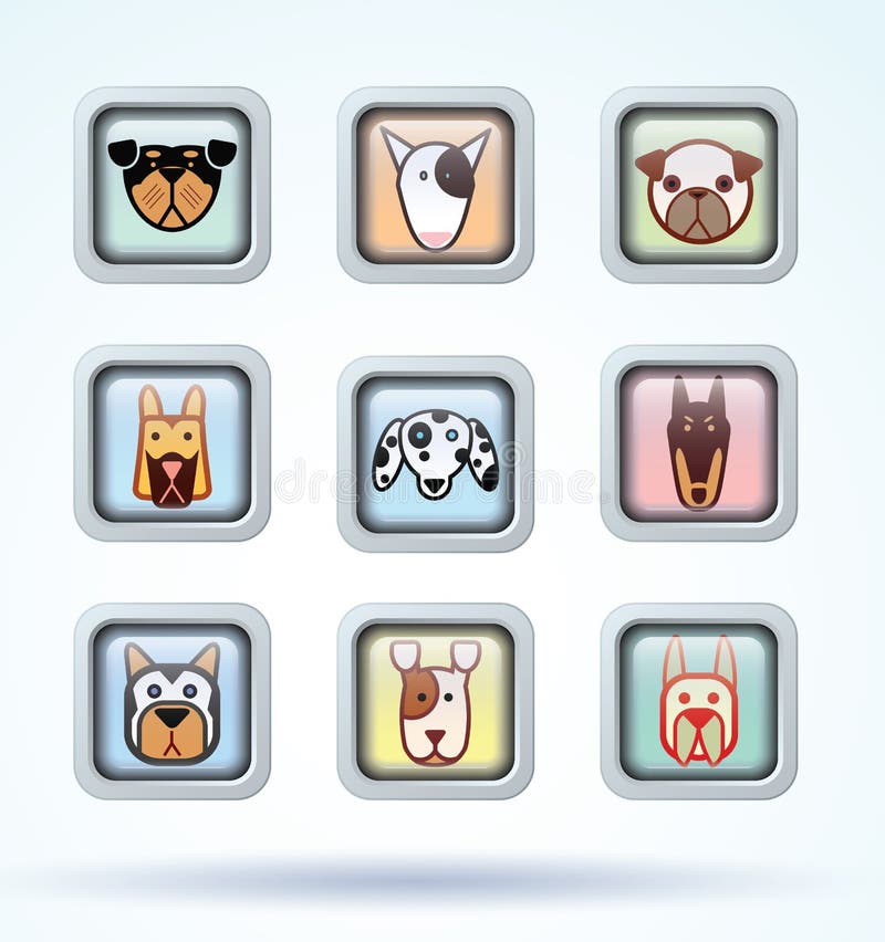 Dog Breed Collection Icons - Vector Illustration Stock Vector ...