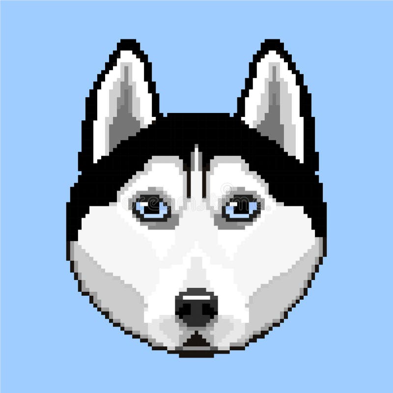 Pixel siberian cat face stock illustration. Illustration of screen ...