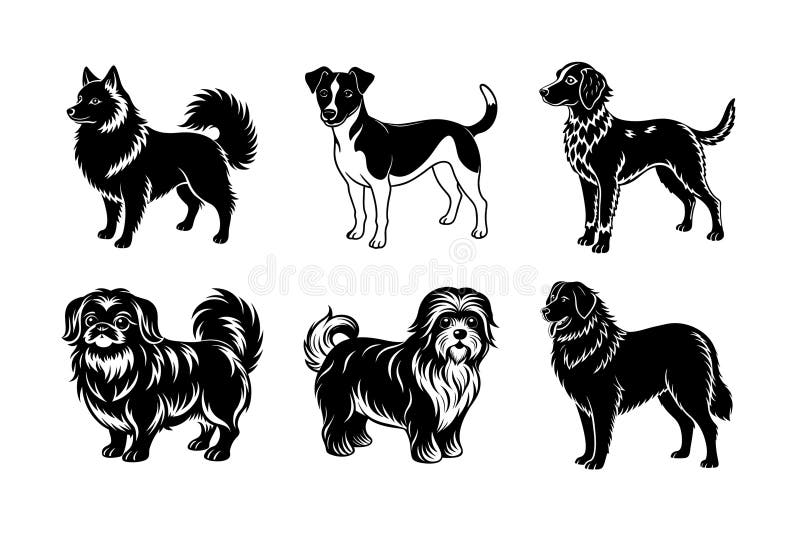 Dog Breed Vector Silhouette Set Stock Vector - Illustration of sign ...