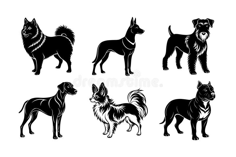 Dog Breed Vector Silhouette Set Stock Vector - Illustration of design ...