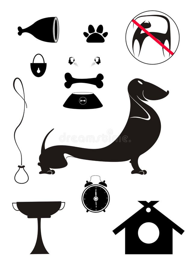Dog Breeding Objects Collection Stock Vector - Illustration of sign ...