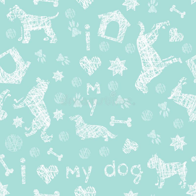 Dog Breeds Fresh Blue and White Seamless Pattern Stock Vector ...