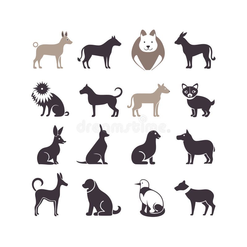 Dog Breeds Silhouettes: Diverse Collection of Canine Forms and Shapes ...