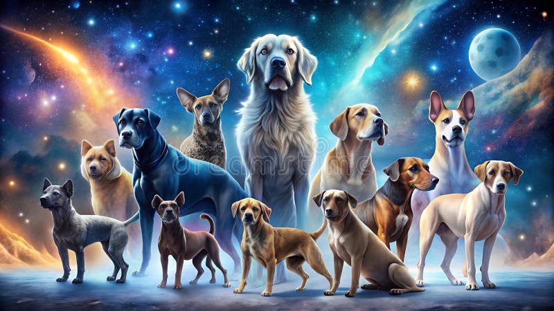 Dog Breeds in Space: a Cosmic Vector Collection of Dogs Exploring the ...