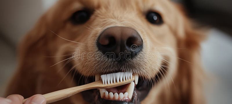 A Dog is Brushing Its Teeth with a Toothbrush Picture Stock Image ...