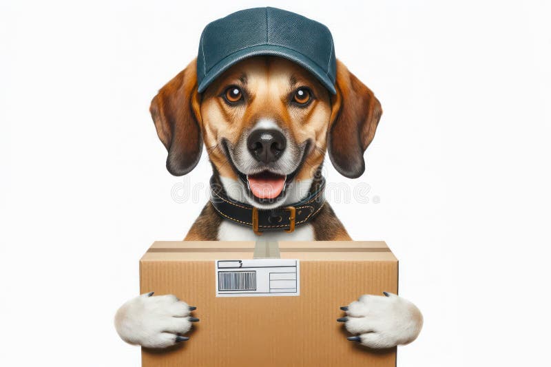 Dog Cap Delivering Parcel Holding Box Isolated Stock Photos - Free ...