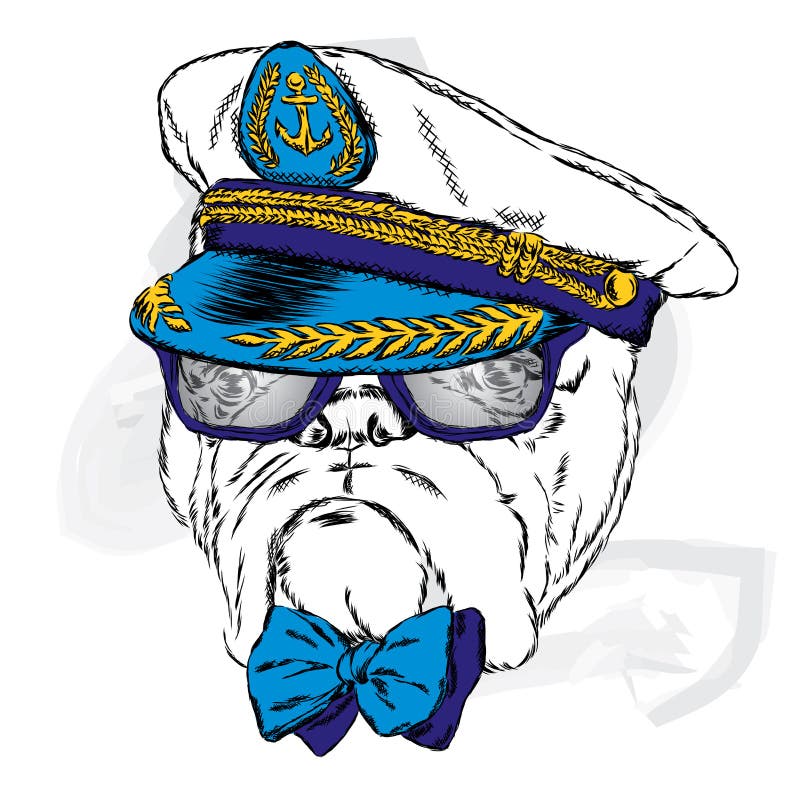 Dog in the Captain`s Cap. Vector Illustration Stock Vector ...