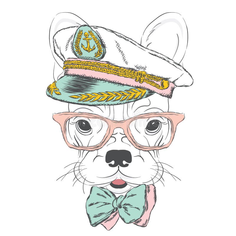 Dog in the Captain`s Cap. Vector Illustration Stock Vector ...