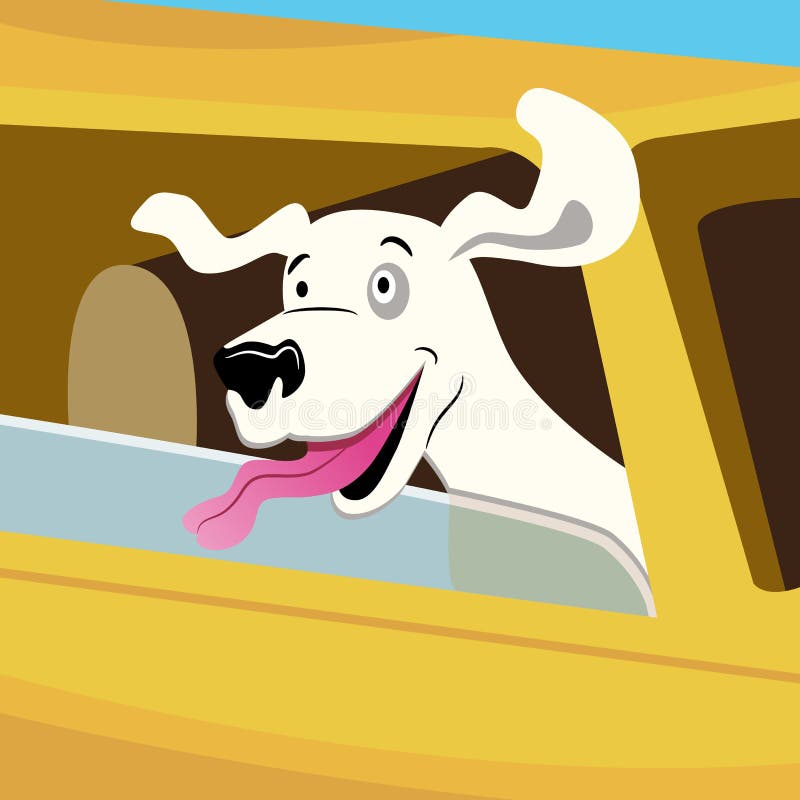 Hipster-traveler Driving a Car with His Dog Stock Illustration ...