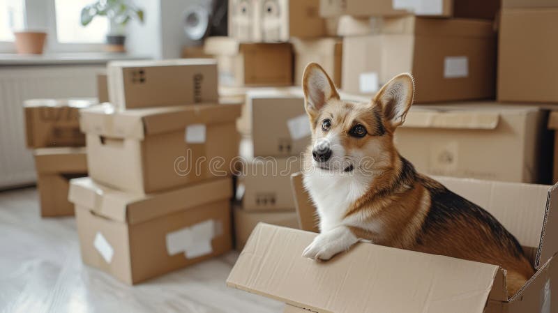 The Dog in a Cardboard Box.. AI Generated Stock Image - Image of ...