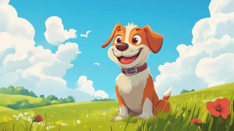 Dog Cartoon Background.Generative AI Illustration Stock Illustration ...