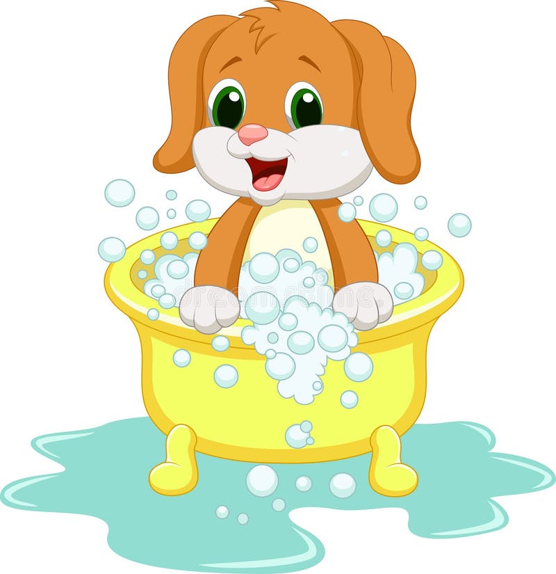 Dog cartoon bathing stock vector. Illustration of bubble - 33235951