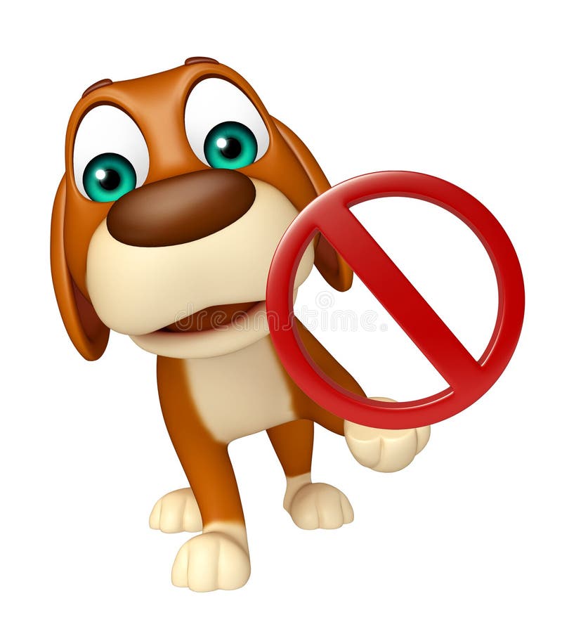Dog Cartoon Characte with Stop Sign Stock Illustration - Illustration ...
