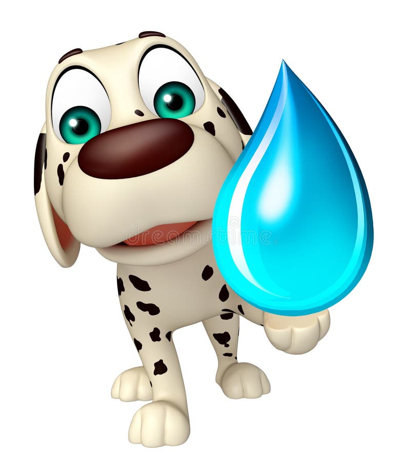 Dog Cartoon Characte with Water Drop Stock Illustration - Illustration ...