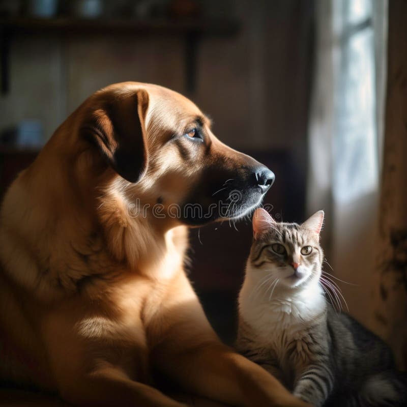 Dog and Cat Friendship between Animals. Generative AI Stock ...