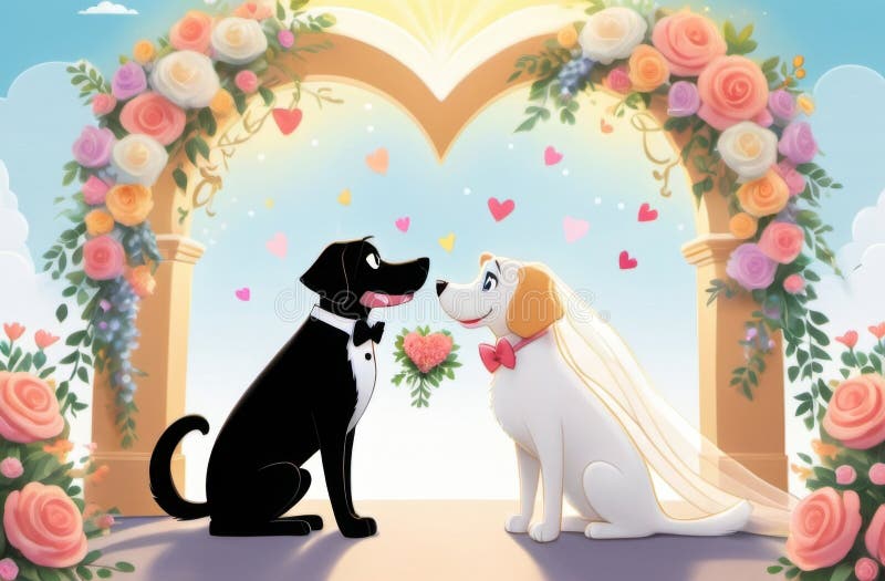 A Dog and Cat Getting Married at 20-12-2024 Stock Illustration ...