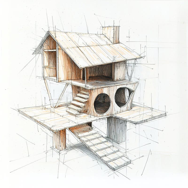 Dog and Cat House Sketch Model Design. Architecture Project Design ...