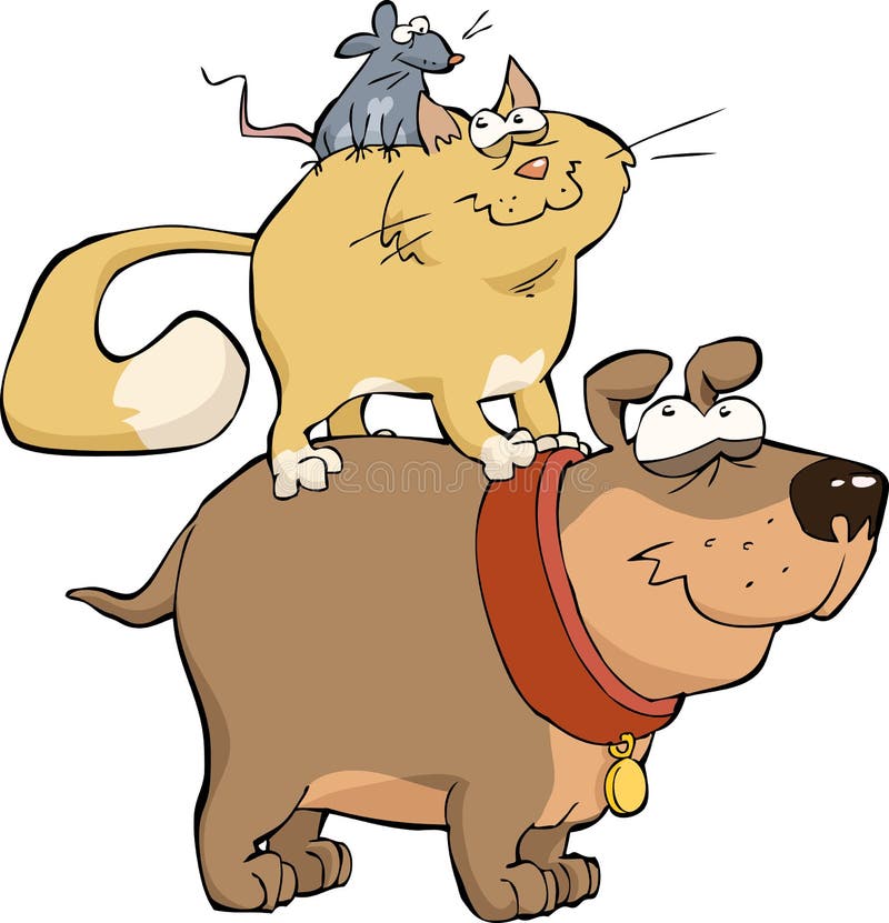 Dog cat and mouse stock vector. Illustration of friendship - 29531001