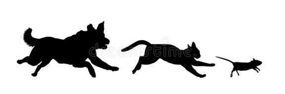 Dog, Cat and Mouse in Running. Stock Vector - Illustration of jump ...