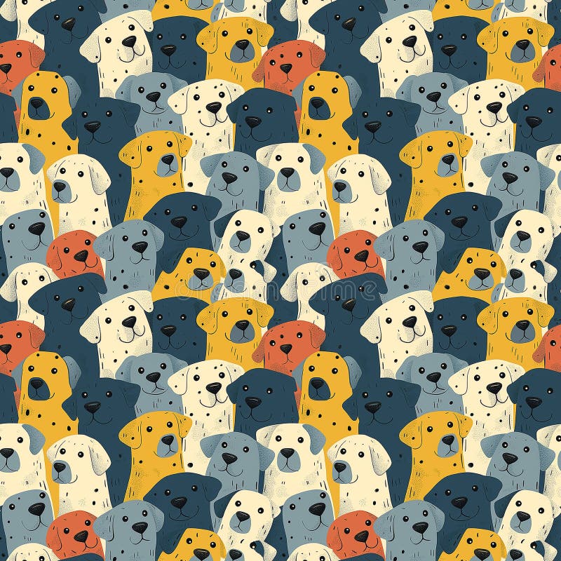 Dog and Cat Pattern on Black Background Stock Illustration ...