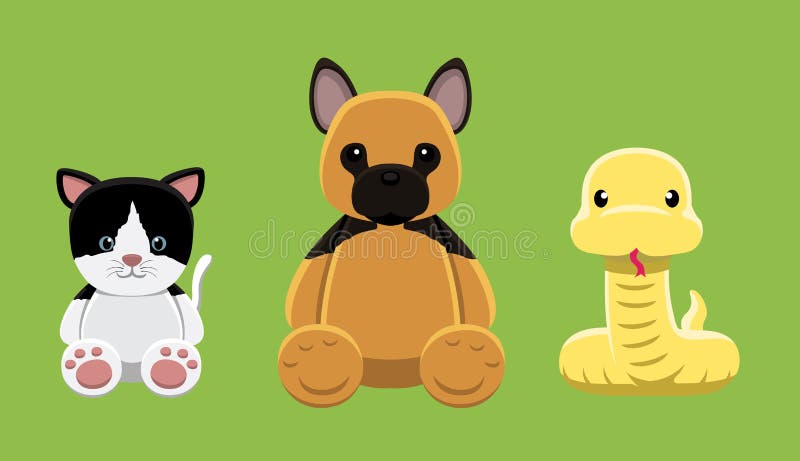 Dog Cat Python Pet Doll Cartoon Vector Illustration 6 Stock Vector ...