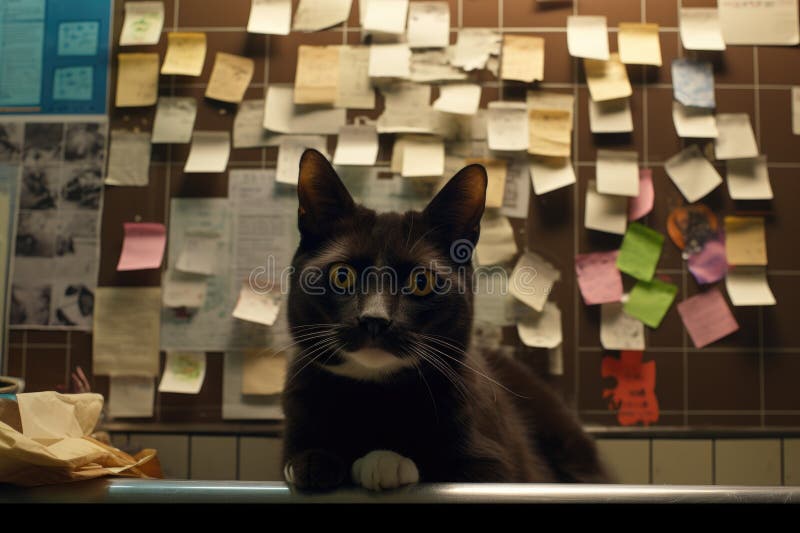 Dog and Cat with Sticky Notes Image. Generative AI Stock Illustration ...
