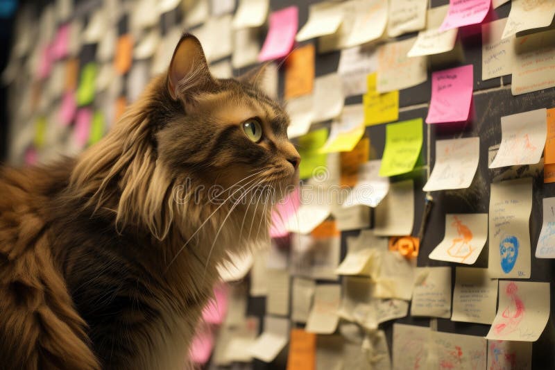 Dog and Cat with Sticky Notes Image. Generative AI Stock Image - Image ...