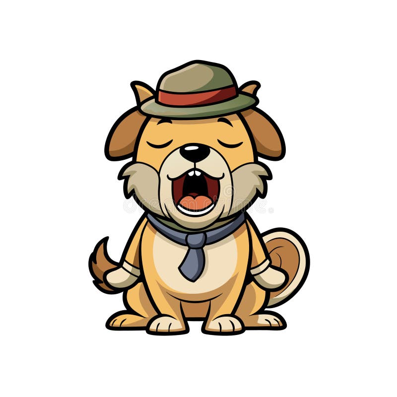 Dog Character in Line Art Singing Pose Stock Illustration ...