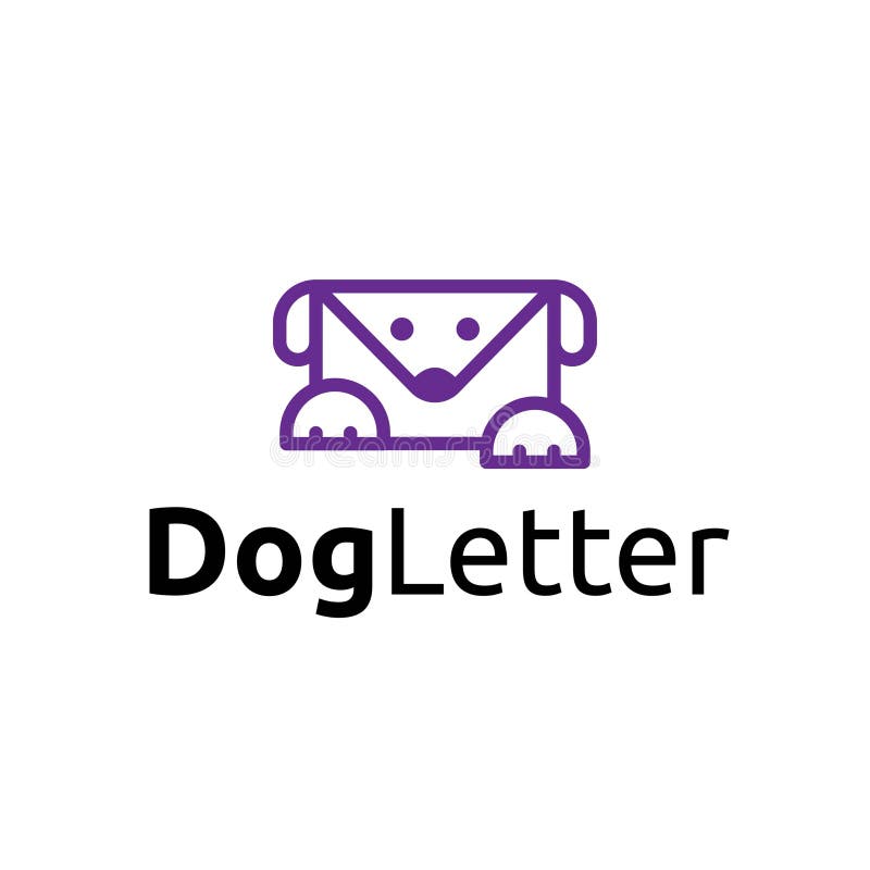 Dog Character Message Letter Envelope Line Logo Template Stock ...