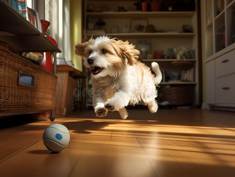 A Dog Chasing a Ball, a Dog Running Towards a Ball Stock Illustration ...
