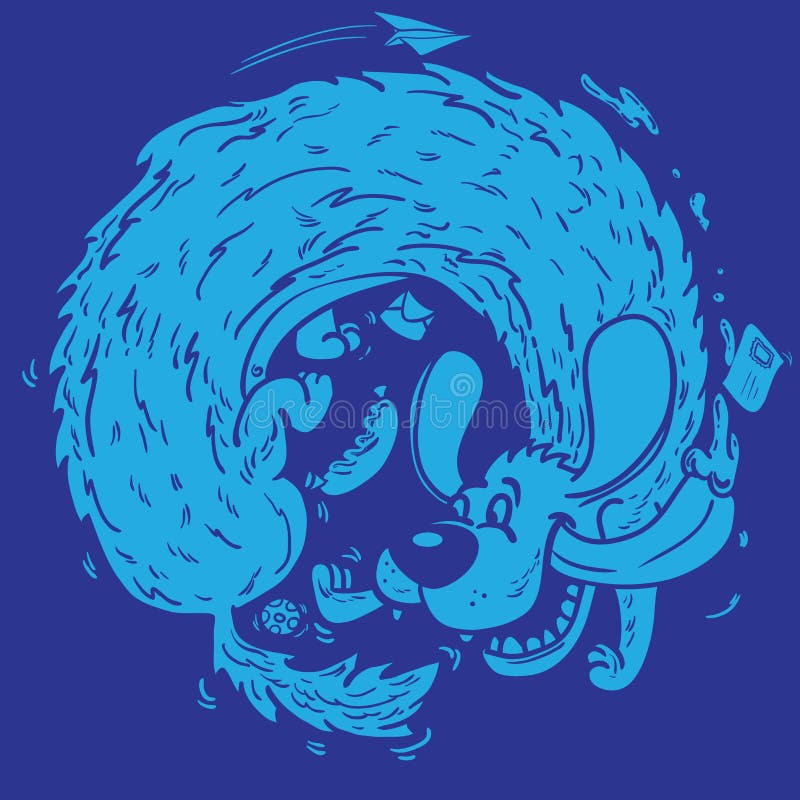 Dog chasing blue stock illustration. Illustration of futile - 88238034