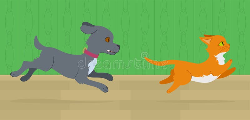 Dog Chasing Cat Stock Illustrations – 227 Dog Chasing Cat Stock ...
