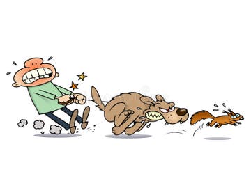Dog chasing a squirrel stock illustration. Illustration of canine ...