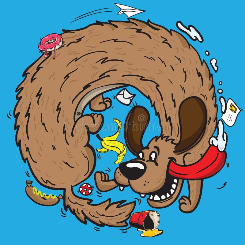 Dog Chasing Its Tail stock illustration. Illustration of canine - 5925639