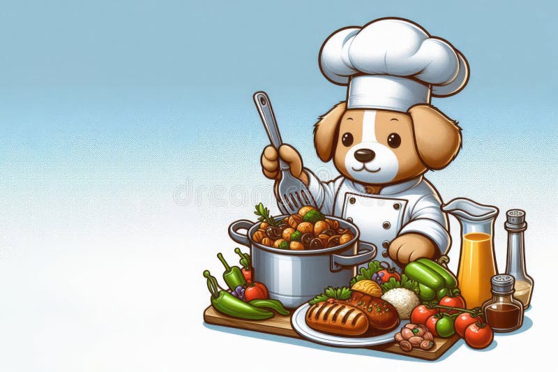 Dog Chef Cooking. Space for Text. Stock Image - Image of canine ...