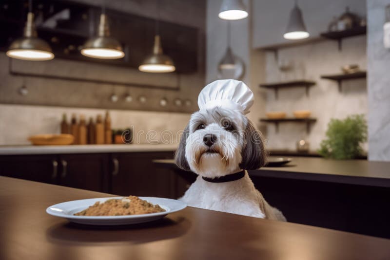 DOg with Chef Hat in Kitchen. Stock Illustration - Illustration of ...