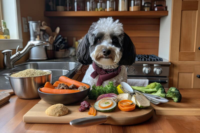 Dog Chef Making Delicious Vegan Meal, Using only the Finest Ingredients ... Dog Chef Making Delicious Vegan Meal, Using only the Finest Ingredients ...