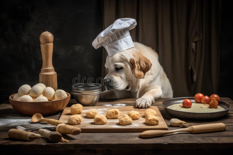Dog Chef Making Delicious Vegan Meal, Using only the Finest Ingredients ... Dog Chef Making Delicious Vegan Meal, Using only the Finest Ingredients ...