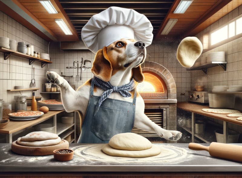 Dog Chef Making Pizza stock image. Image of chef, beagle - 299458349